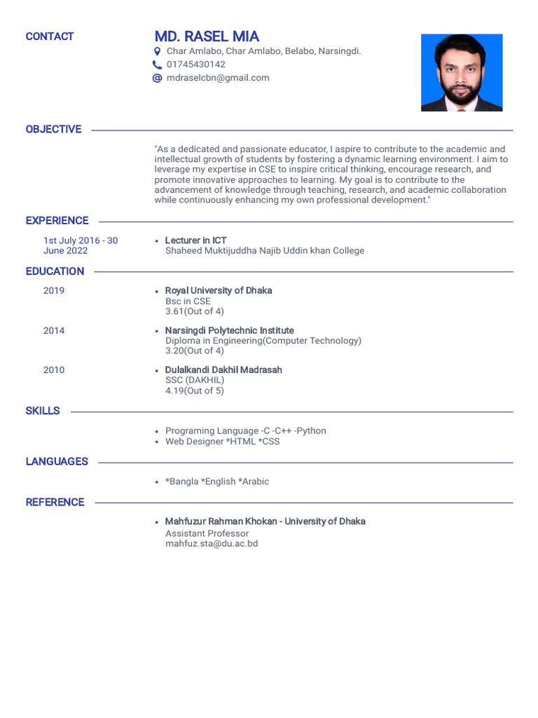 Educator Profile: MD. Rasel Mia | PDF