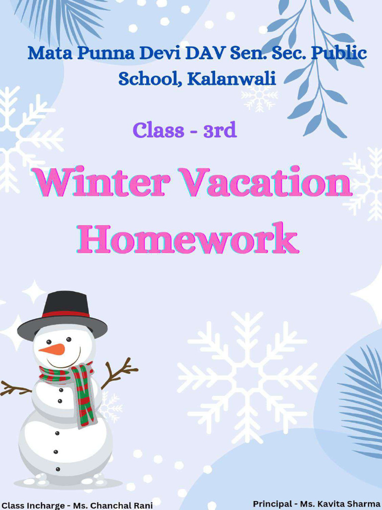 Winter Vacation Homework | PDF