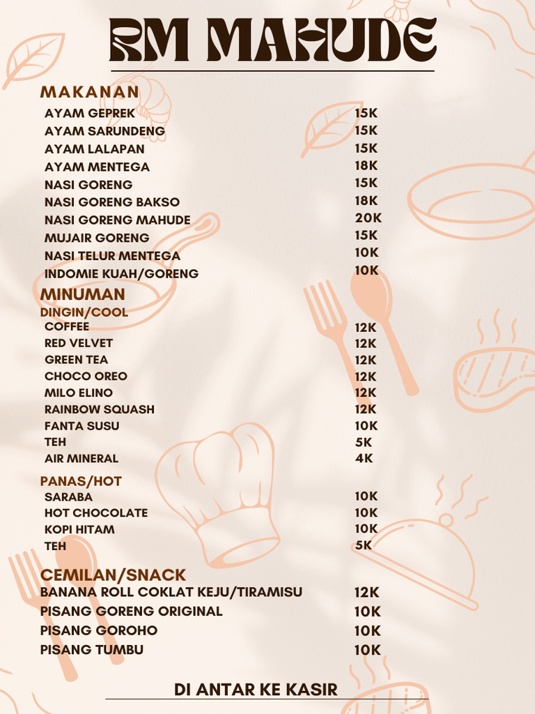 Pastel Minimalist Price List Food Menu | PDF
