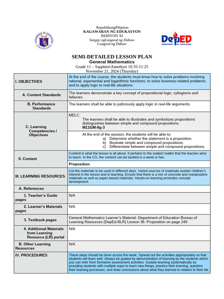 1st General Math Demo 2024 | PDF | Proposition | Logic