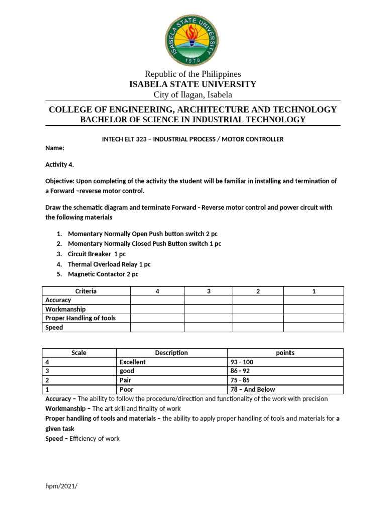 Motor Control Activity 4 | PDF