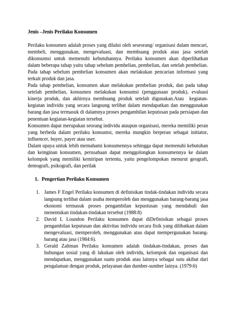Jenis-Jenis Prilaku Konsumen | PDF