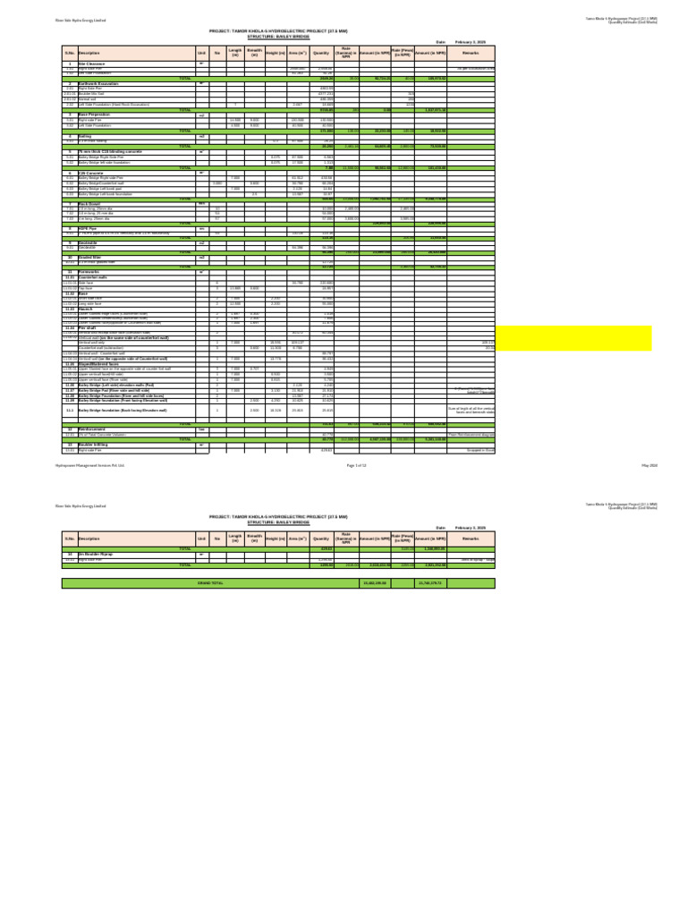 20241231-Tk5hp46.9mw - Bailey Bridge Boq | PDF | Hydroelectricity ...