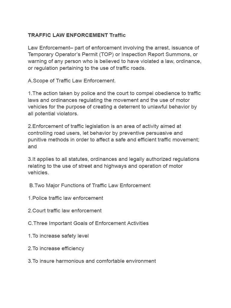 TRAFFIC LAW ENFORCEMENT Traffic | PDF | Traffic | Intersection (Road)