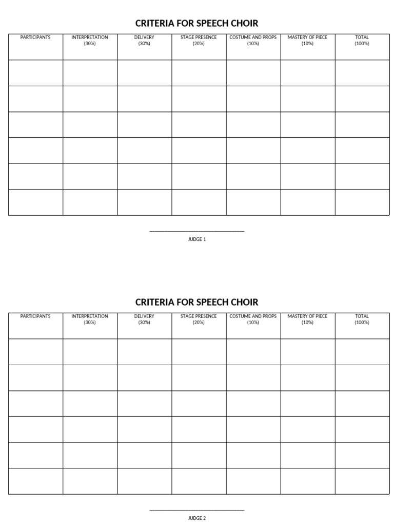 Criteria For Speech Choir | PDF