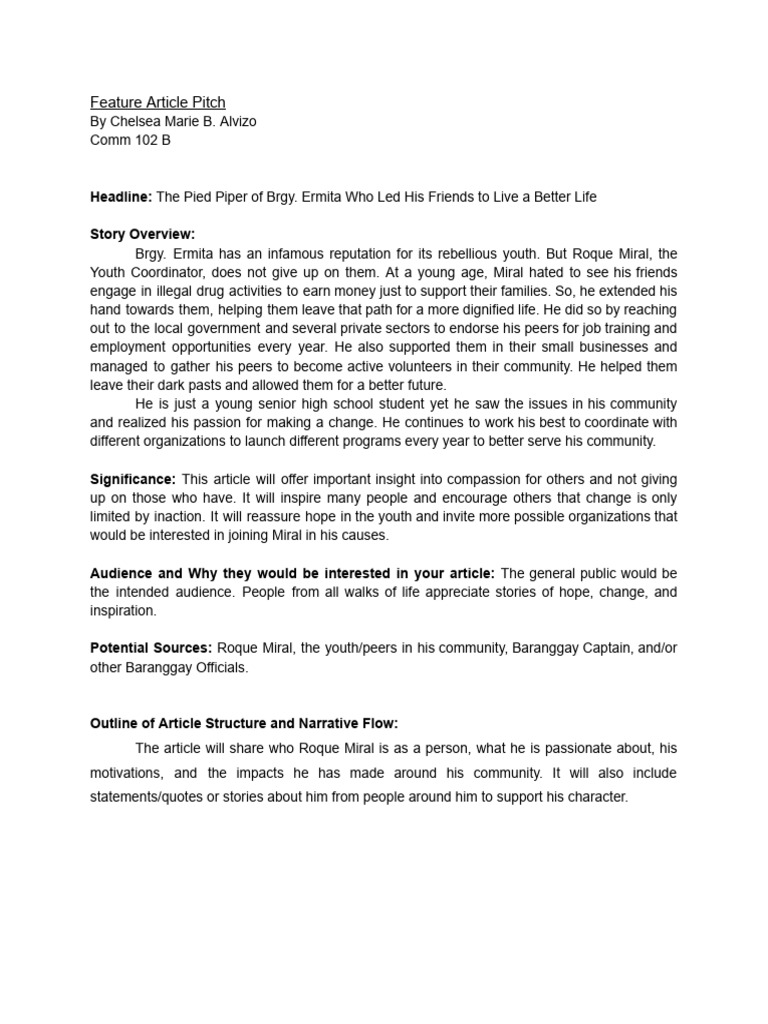 Feature Article Pitch_Alvizo | PDF