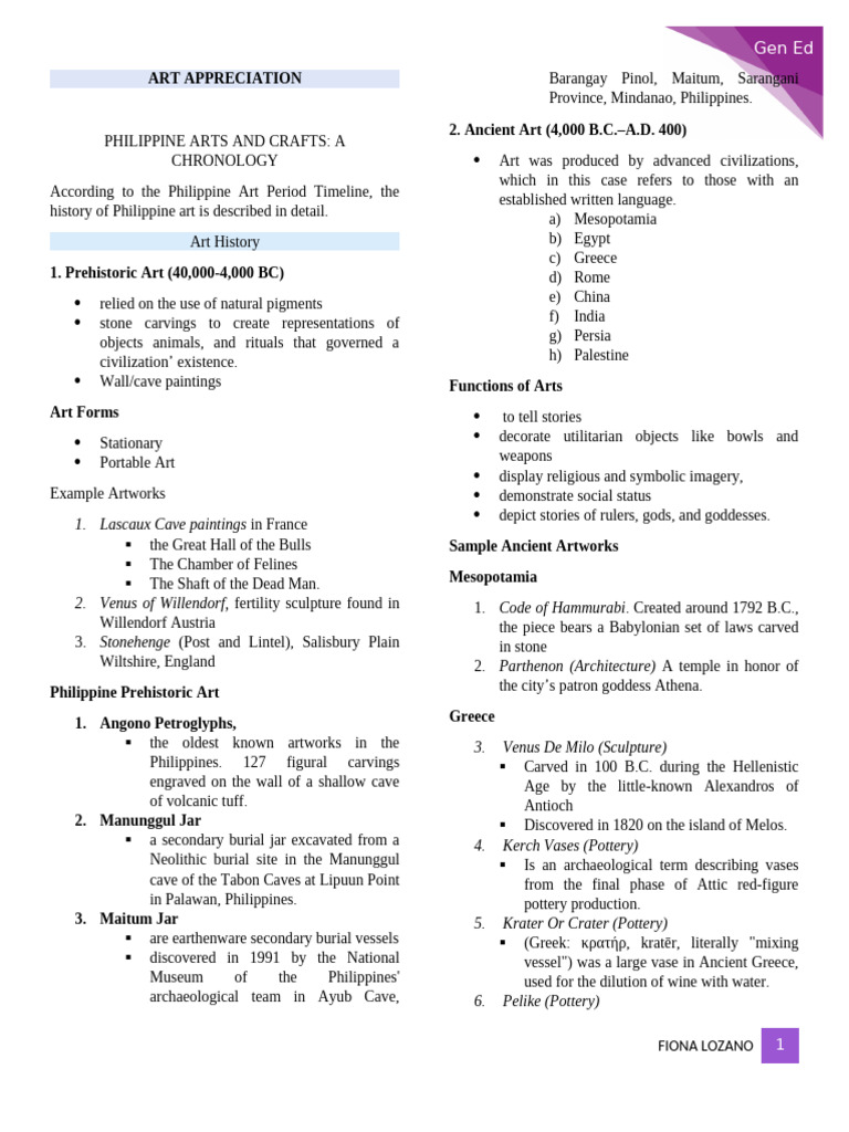 GED 3 Art Appreciation 2 | PDF | Color | The Arts