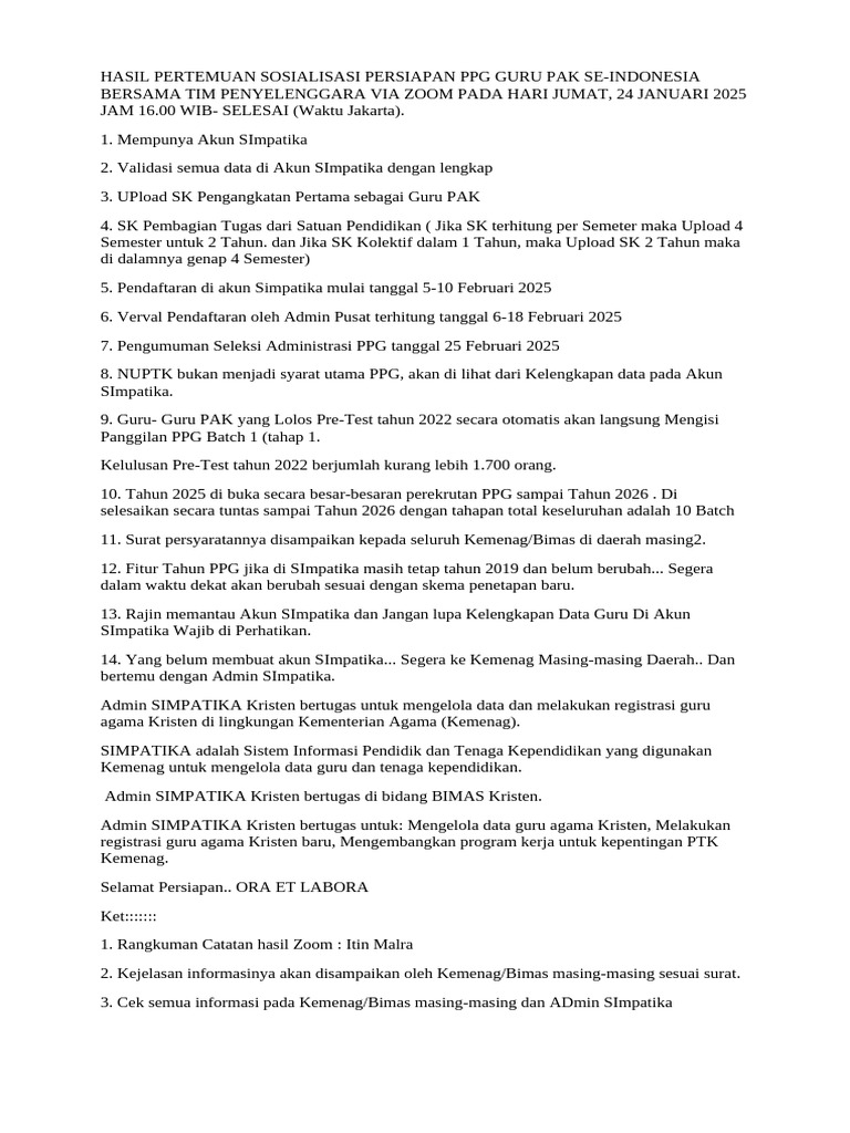 Sosialisasi PPG Guru PAK 2025 | PDF