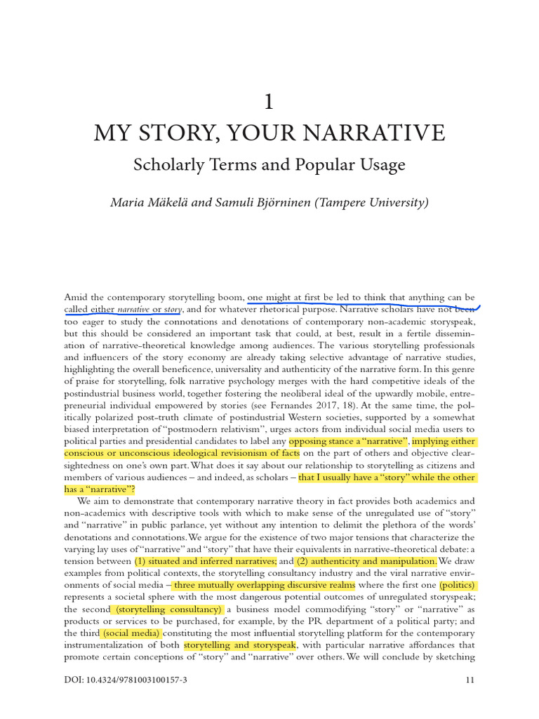 MY STORY, YOUR NARRATIVE | PDF | Narrative | Storytelling