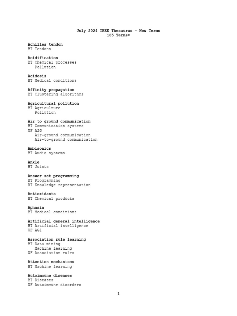 Ieee Thesaurus Terms Added | PDF | Machine Learning | Artificial ...