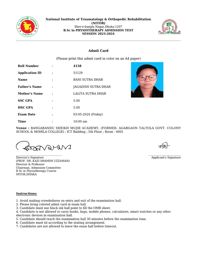 NTB2024 51129 Admitcard | PDF