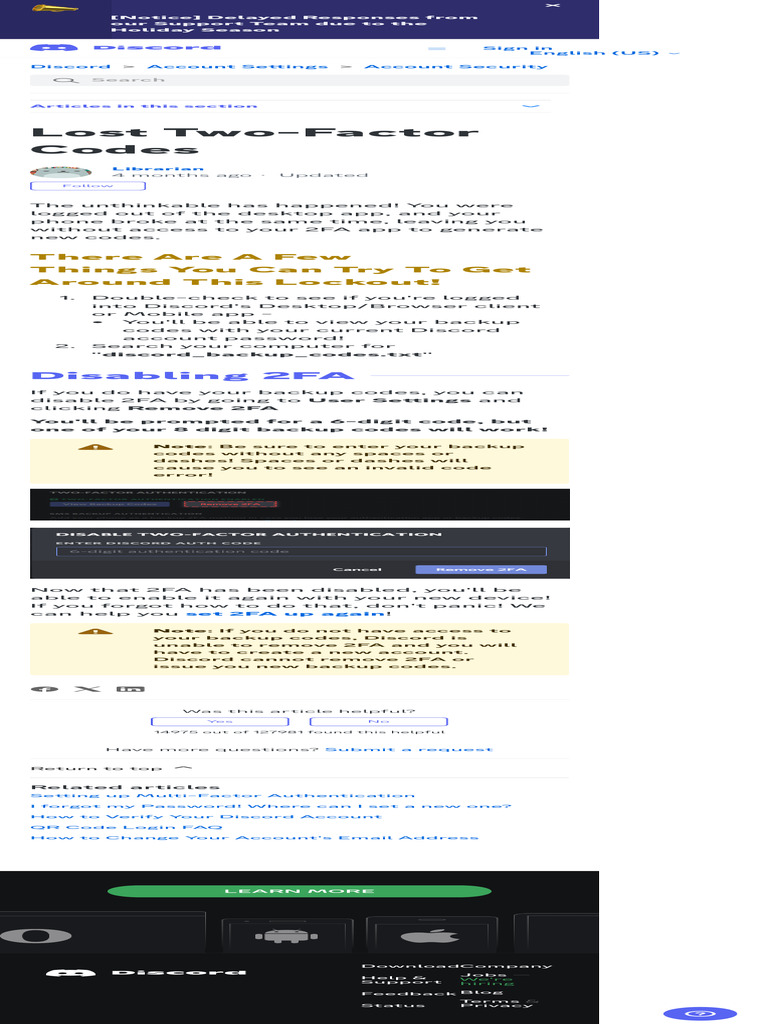 Lost Two-Factor Codes - Discord | PDF | Security | Computer Security