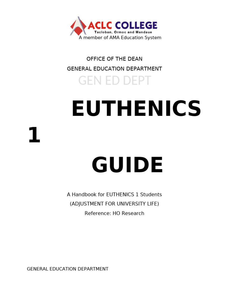 Module For Euthenics 1 Academic Year 2019 2020 1 | PDF