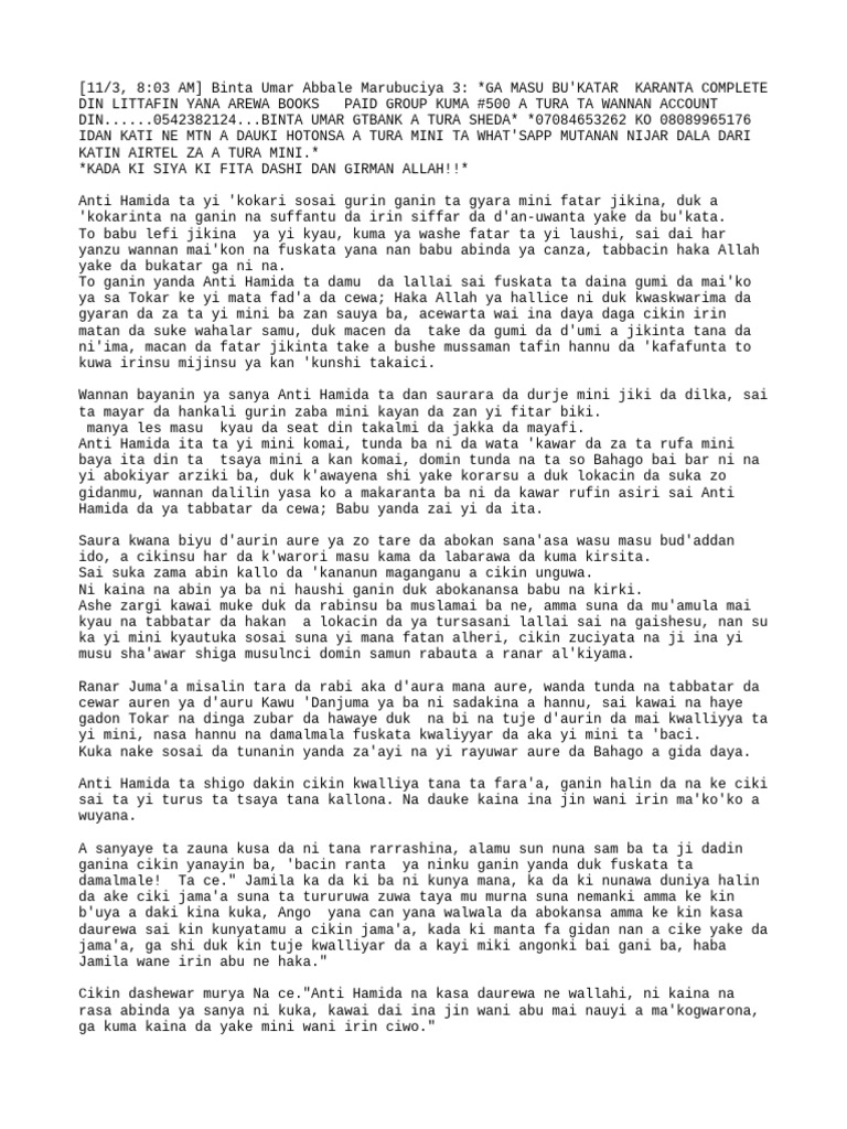 Ya Za'a Yi Book 2 Compele Binta Umar Abbale | PDF