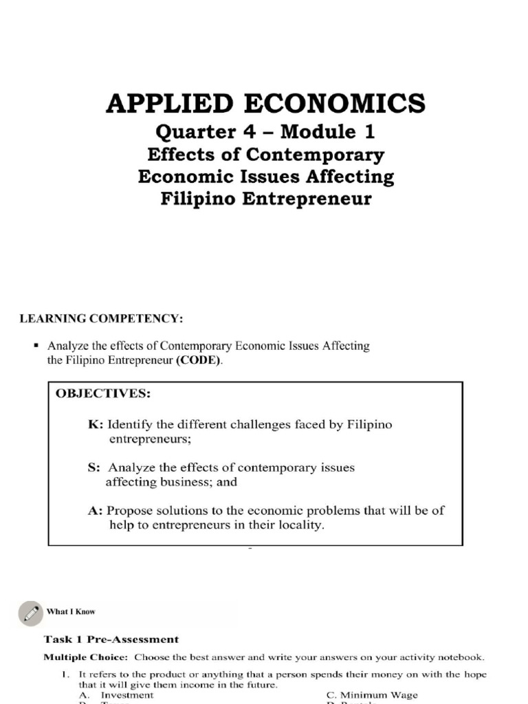 Quarter 4 - Module 1 Applied Economics | PDF
