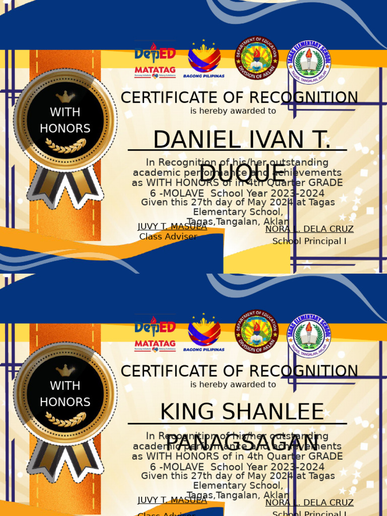 Blue and Orange Certificate of Recognition | PDF