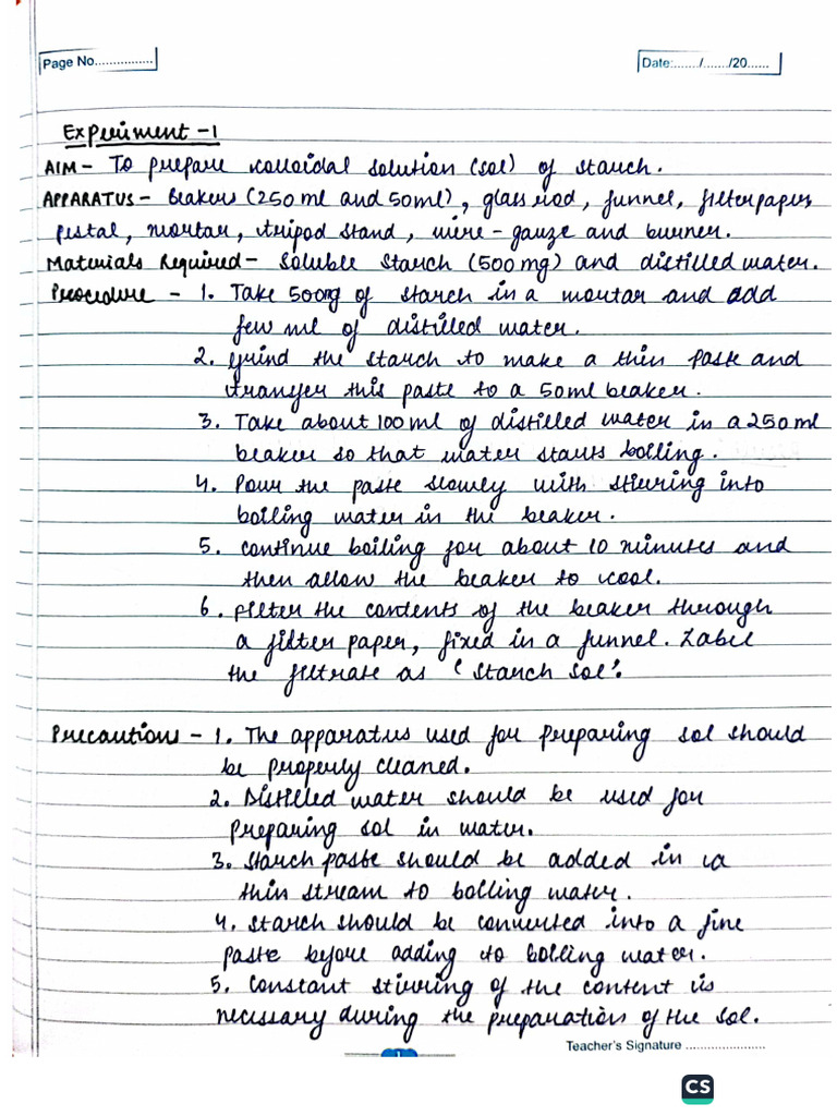 Chemistry Class 12th CBSE Lab Manual Work | PDF