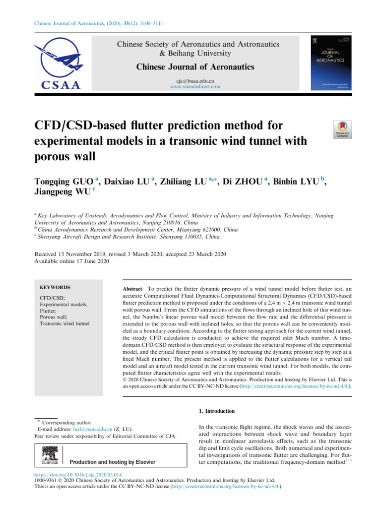Cfd Csd Based Flutter Prediction Method For Pdf Computational Fluid 4616