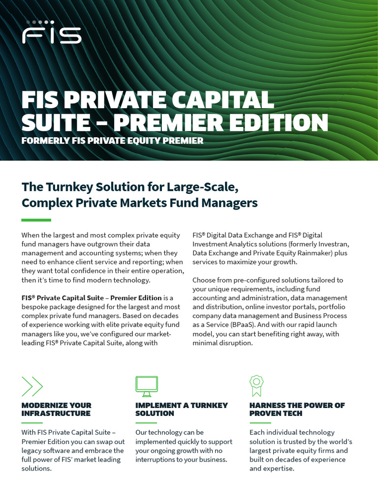 FIS Private Capital Suite Premier Edition | PDF | Investment Management | Private Equity