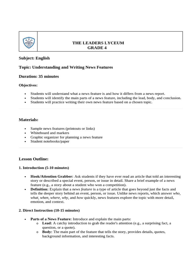 Grade 4 lesson plans english | PDF | Adverb | Pronoun