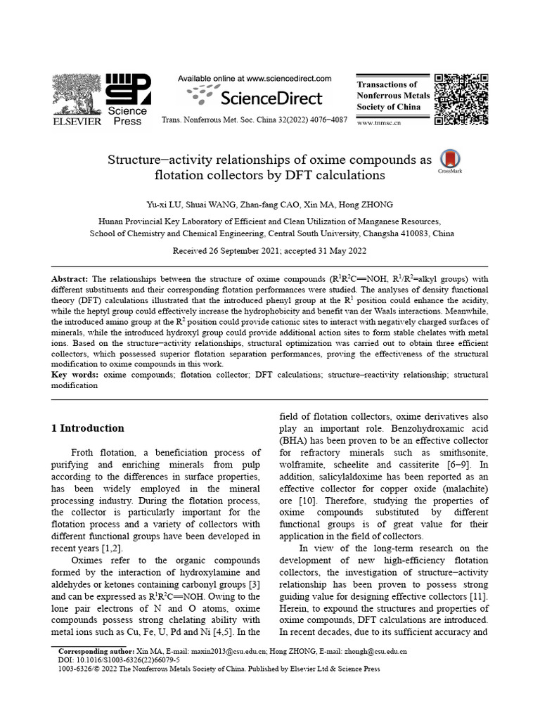 Structure Activity Relationships of Oxime Compounds As | PDF | Ion ...