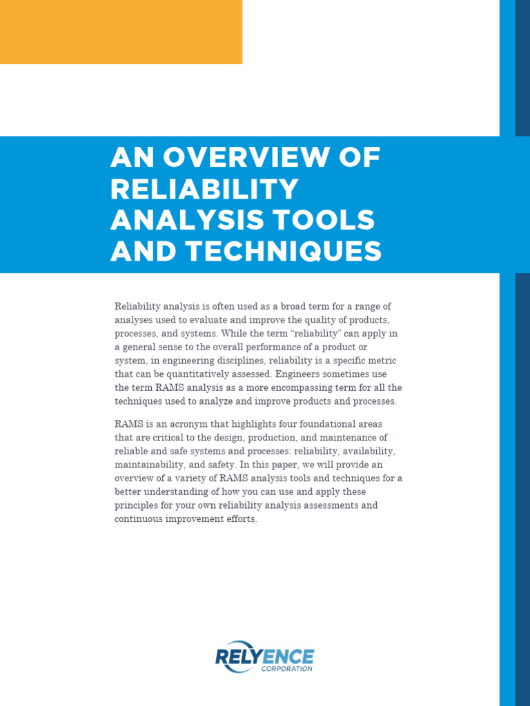 An Overview of Reliability Analysis Tools and Techniques | PDF | Reliability Engineering | Risk