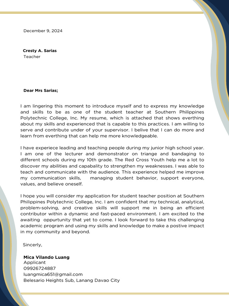 Aspiring Student Teacher Application | PDF