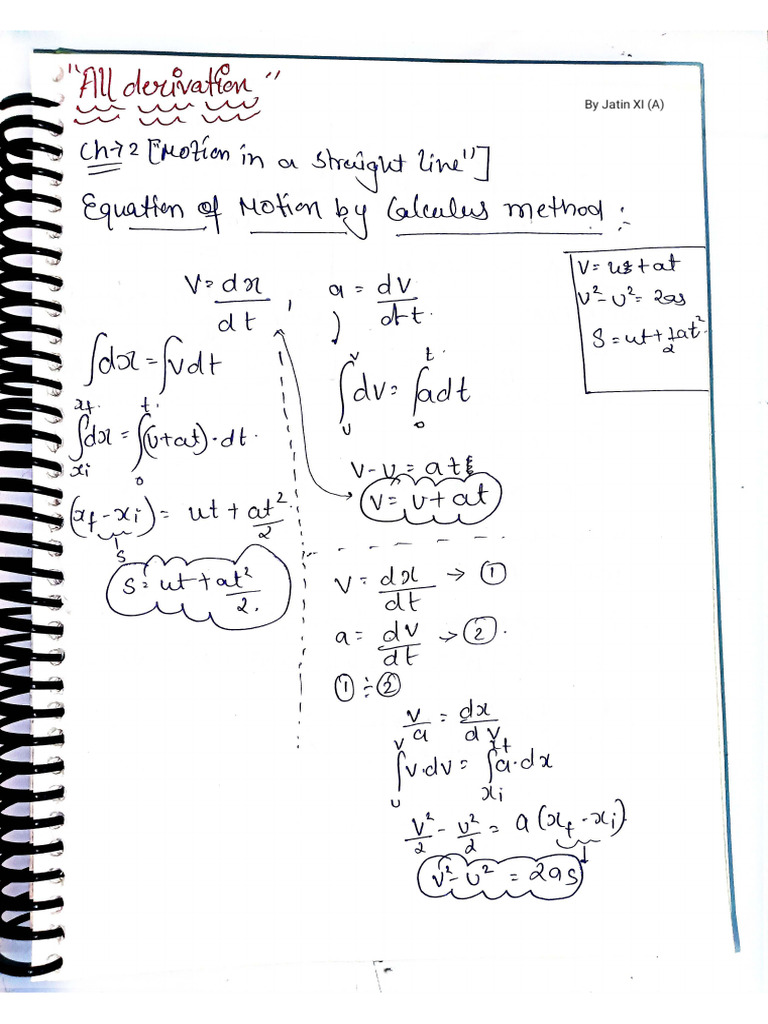 Physics All Derivation of Class 11th | PDF