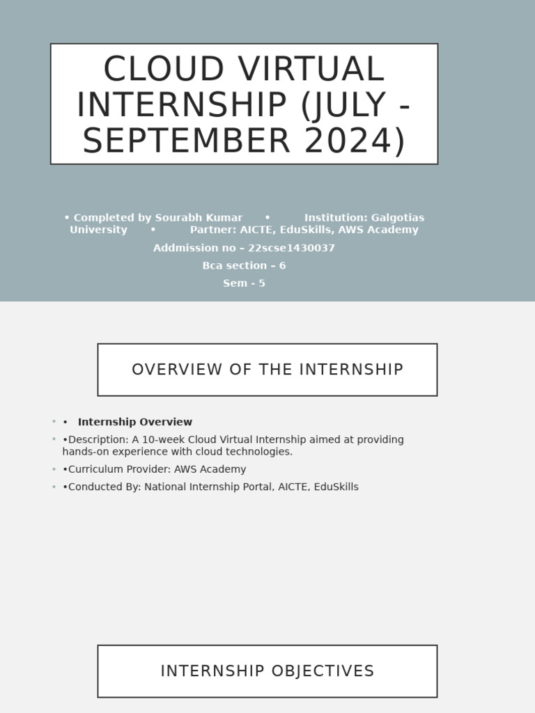 AWS Cloud Virtual Internship Overview | PDF