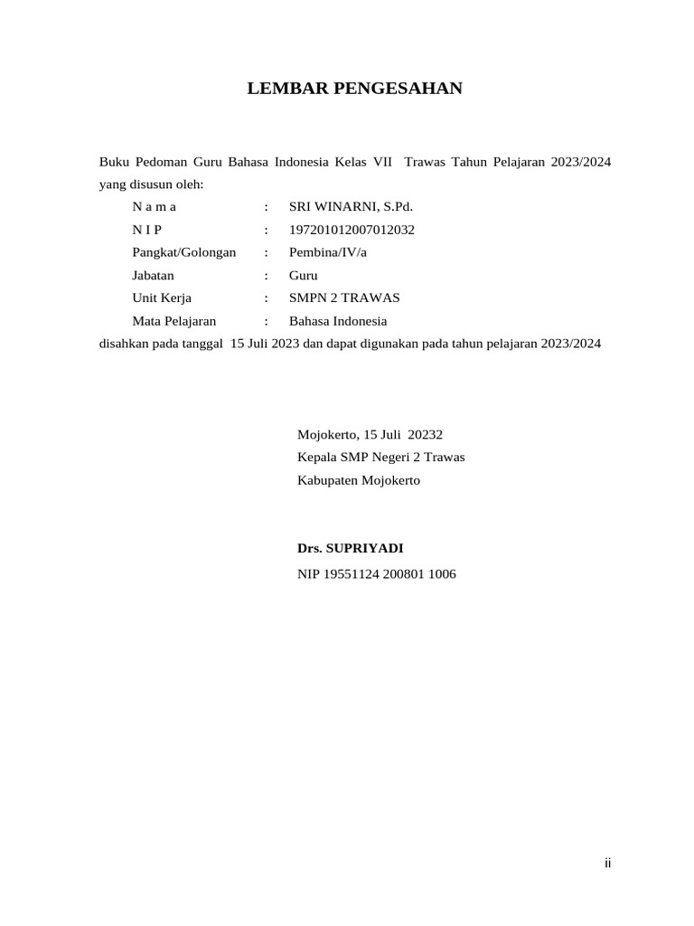 Halaman Pengesahan BPG Win | PDF