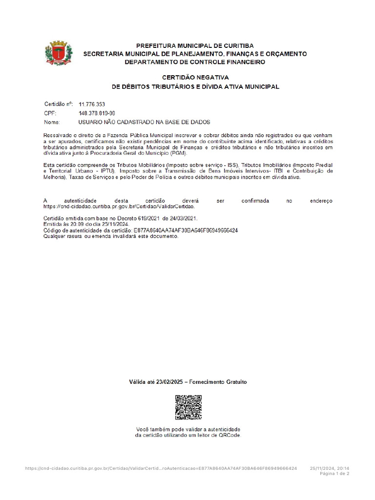 Validar Certidão | PDF