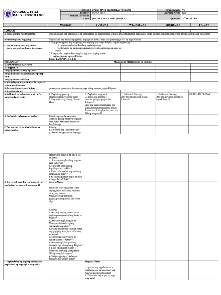 DLL_ESP 6_Q3_W5 | PDF