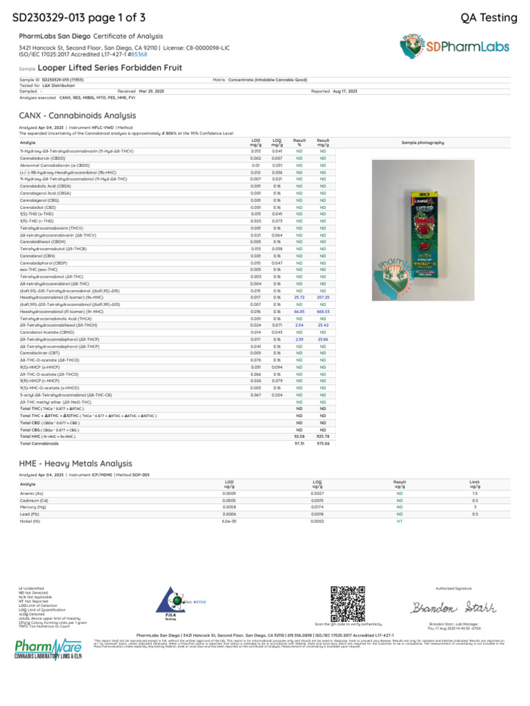 Looper-Lifted-Series-3g-Forbidden-Fruit | PDF | Detection Limit ...