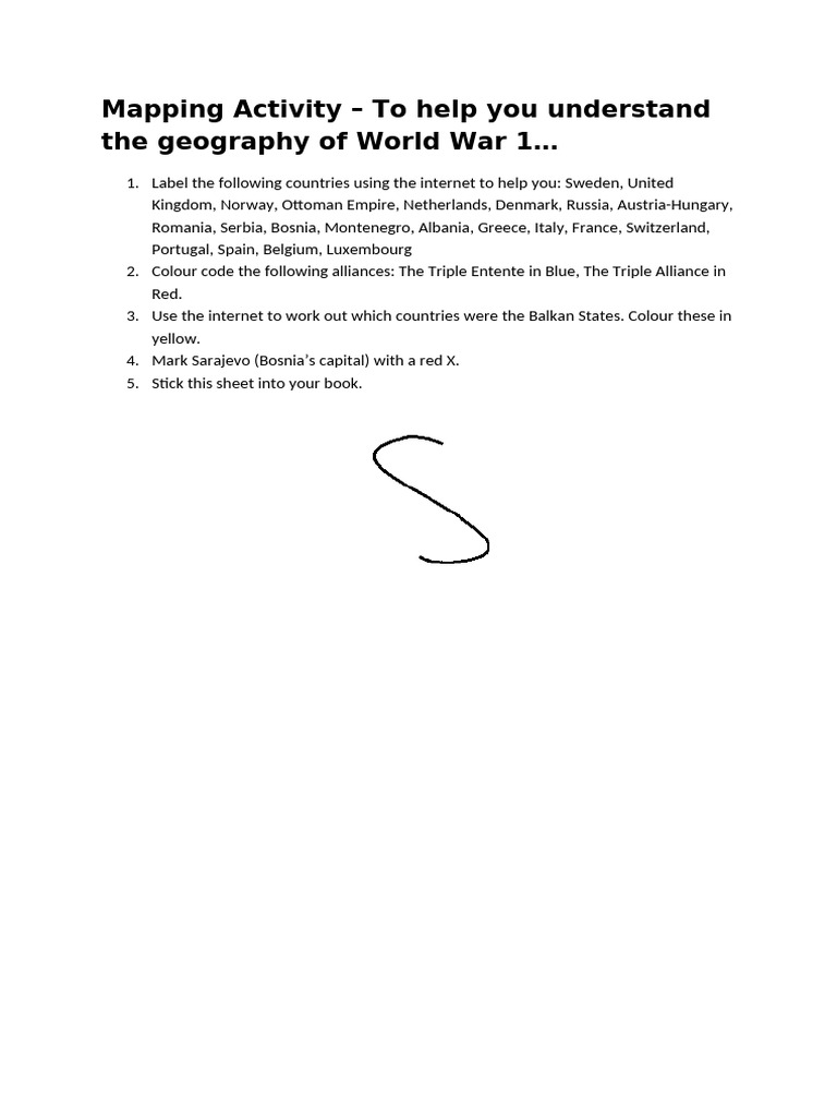 Blank Map Activity: WW1 Europe | PDF