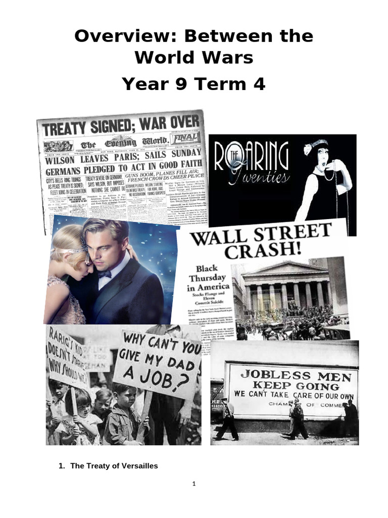 Between The Wars Booklet | PDF | Treaty Of Versailles | Great Depression