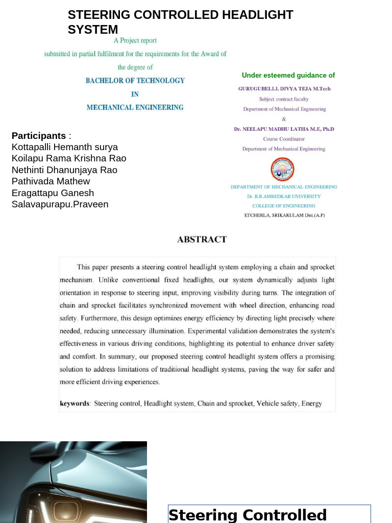 Updated Steering Controlled Headlight System | PDF | Headlamp | Lighting