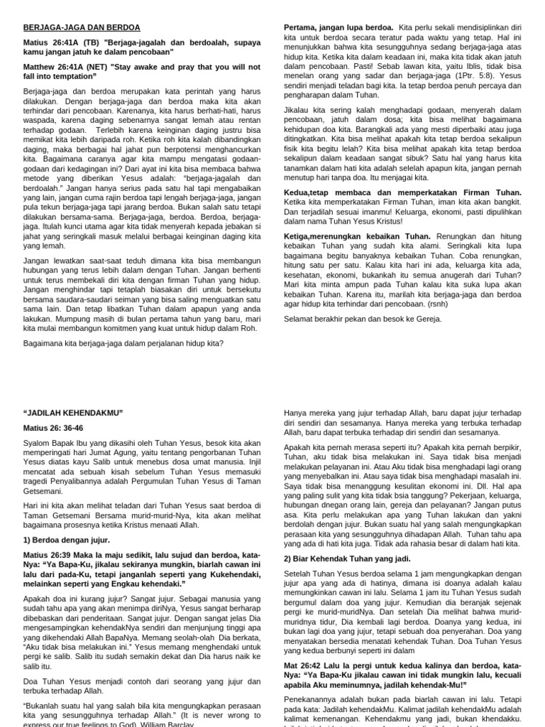 Doa Malam Getsemani-Kamis 6 April 2023 | PDF