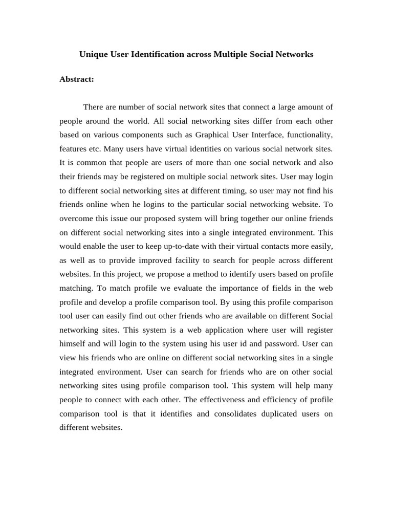 01_Unique User Identification Across Multiple Social Networks | PDF | User (Computing) | Social ...
