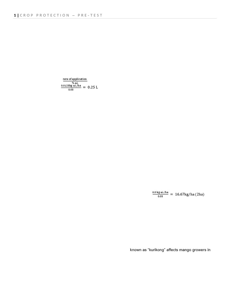 Crop Protection Pre-Test with Answers | PDF