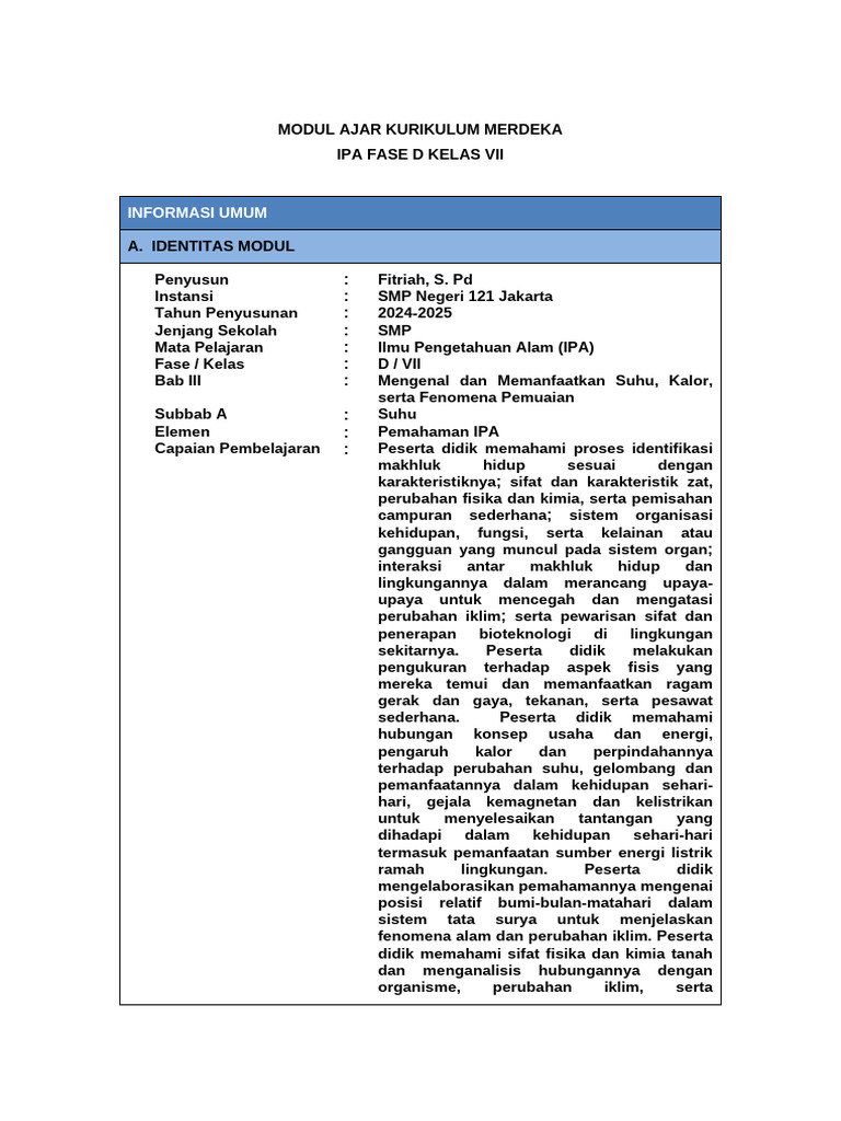 Modul Ajar BAB III KELAS 7 | PDF