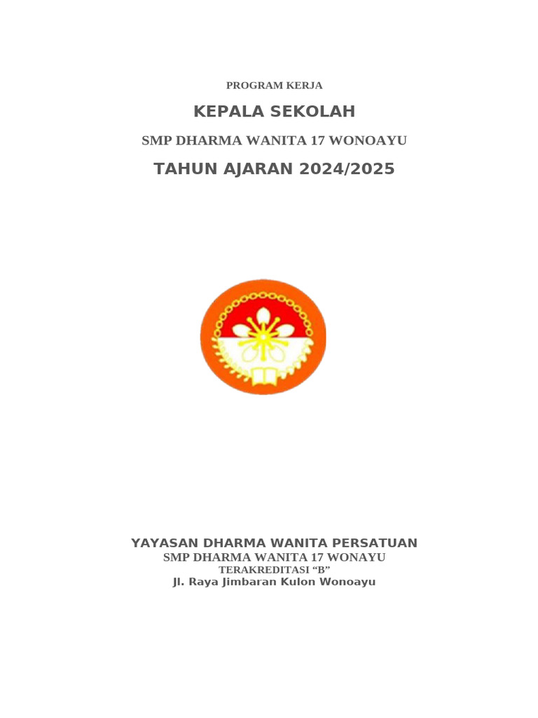 PROGRAM KERJA KEPALA SEKOLAH | PDF
