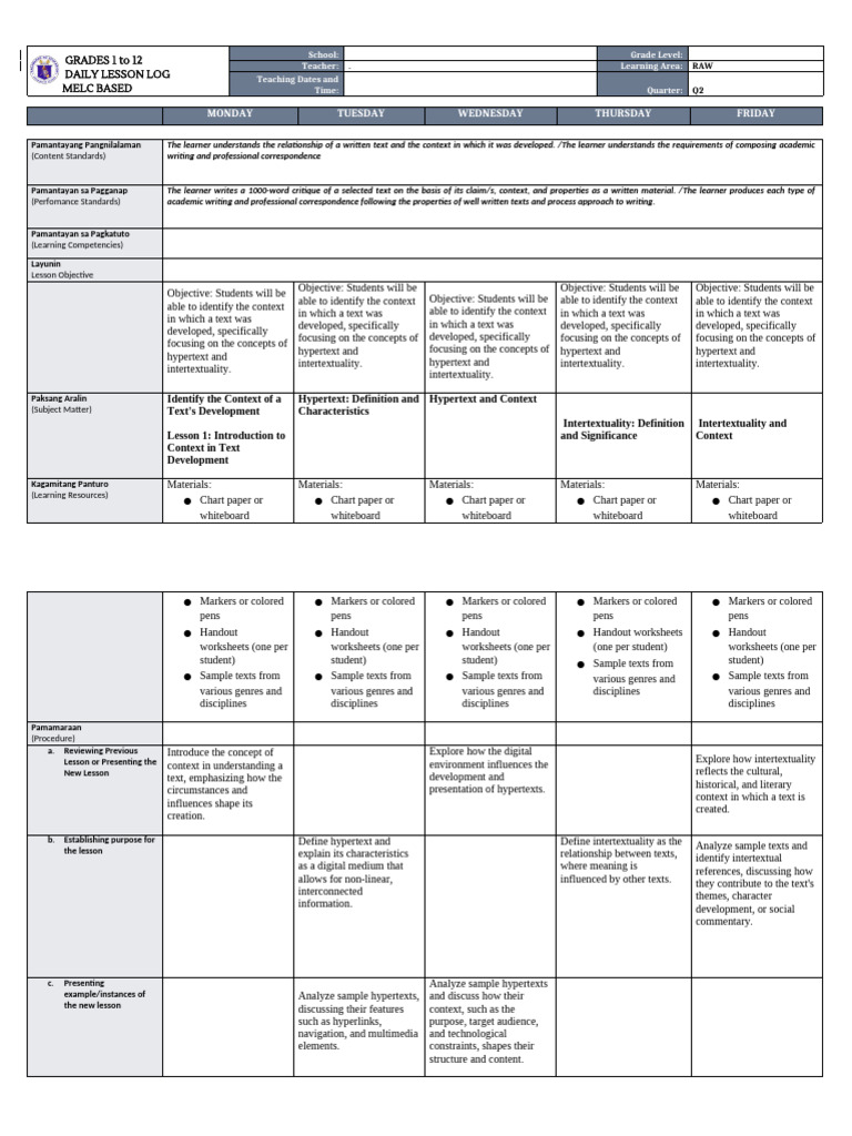 WEEK 1 | PDF | Intertextuality | Learning