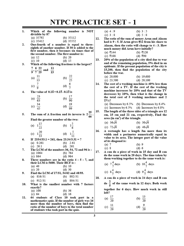 NTPC Mock Test 1 (2) | PDF | Cellular Respiration | Area