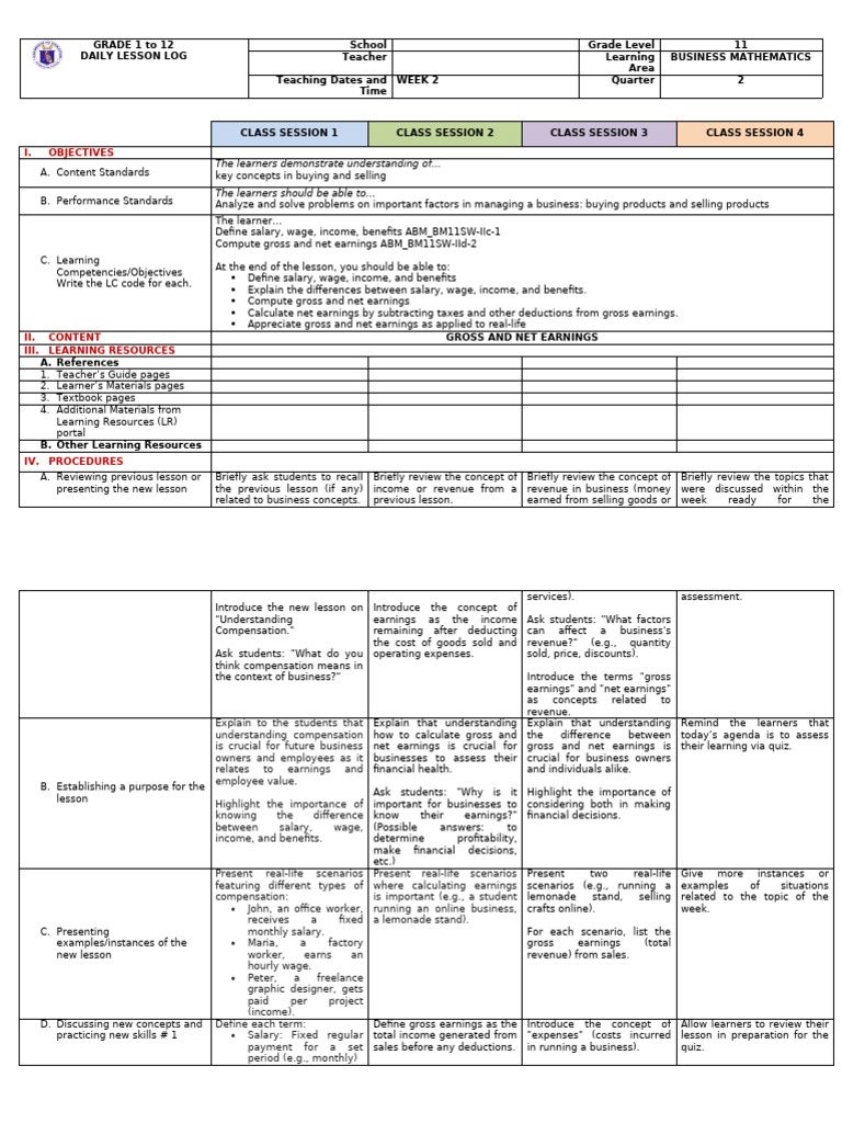 BM Q2 WEEK2 | PDF | Net Income | Salary