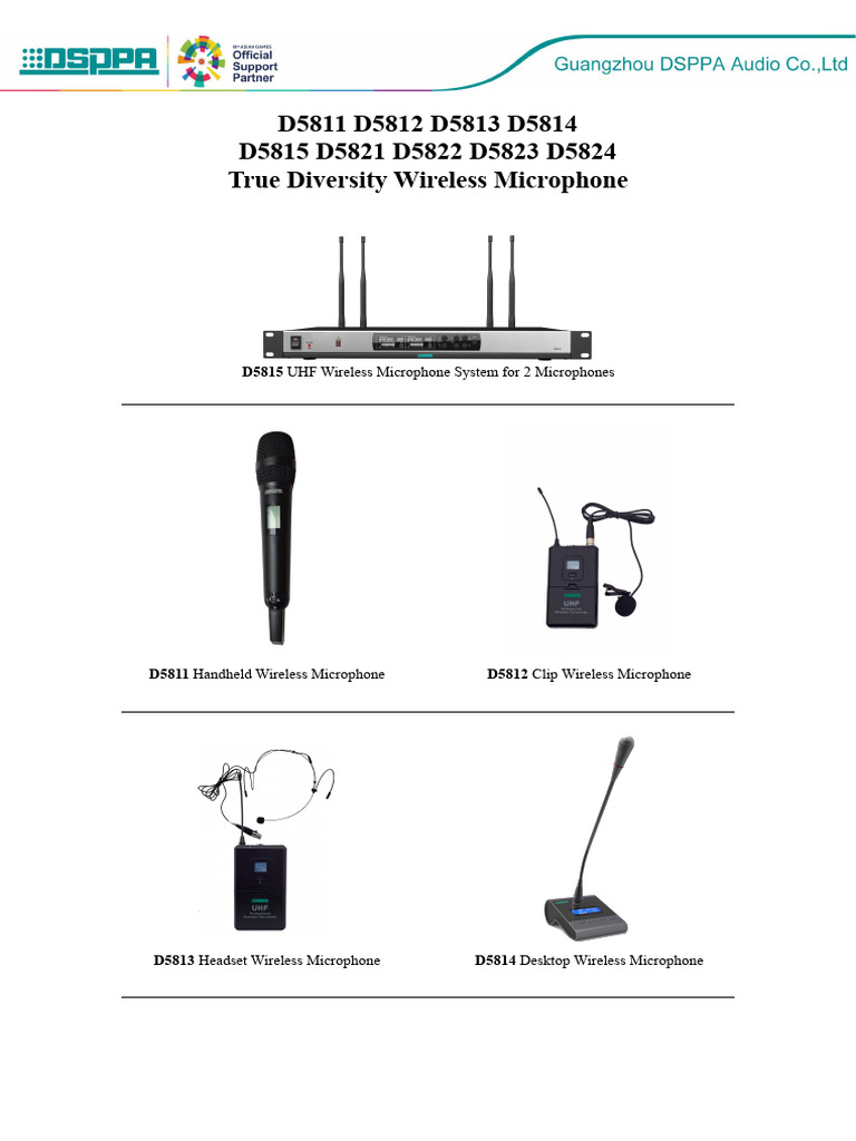 Data Sheetd5811 d5812 d5813 d5814 d5815 d5821 d5822 d5823 d5824 True Diversity Wireless ...