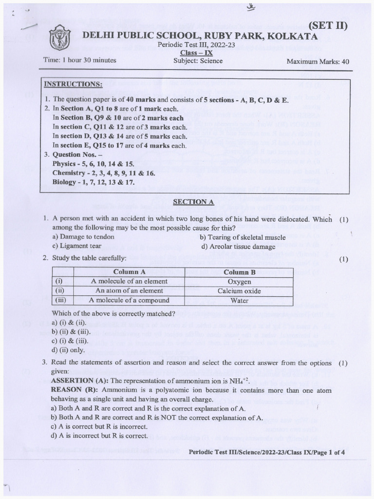 CL IX Periodic Test 3 Science 2022-23 | PDF