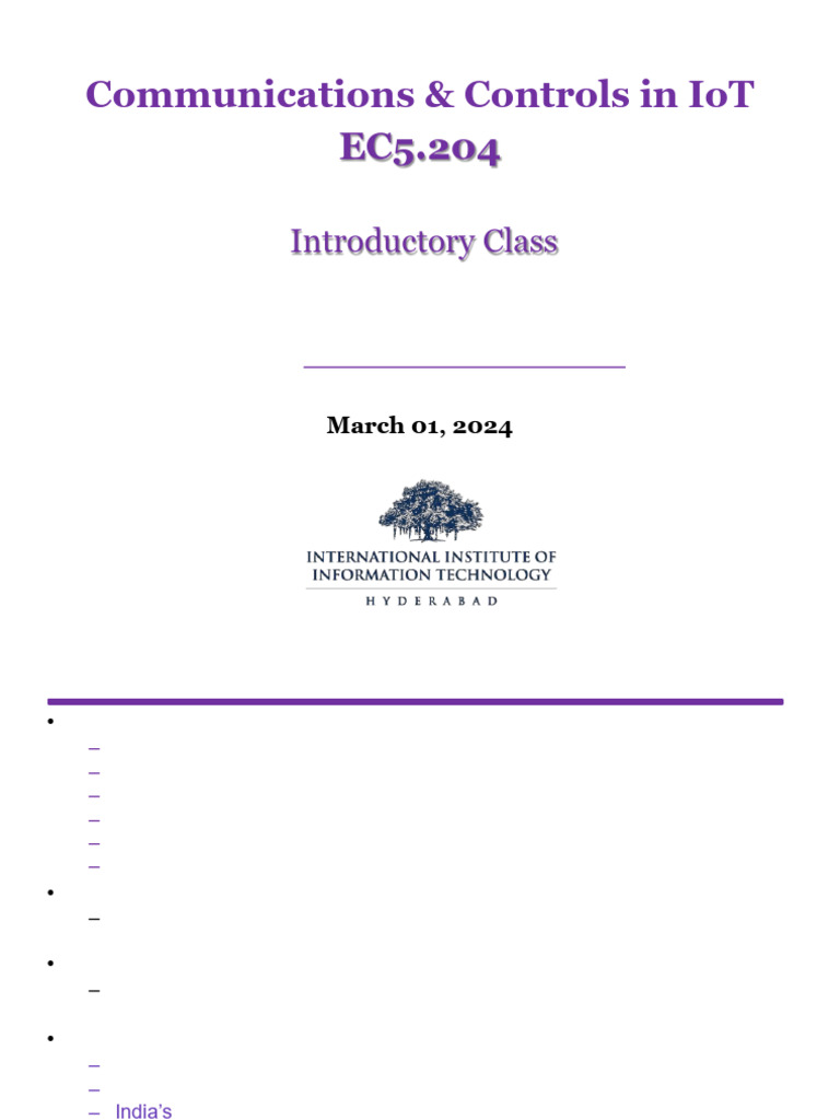 Lecture 1 IntroductionLecture-01March2024 | PDF | Internet Of Things | Computing