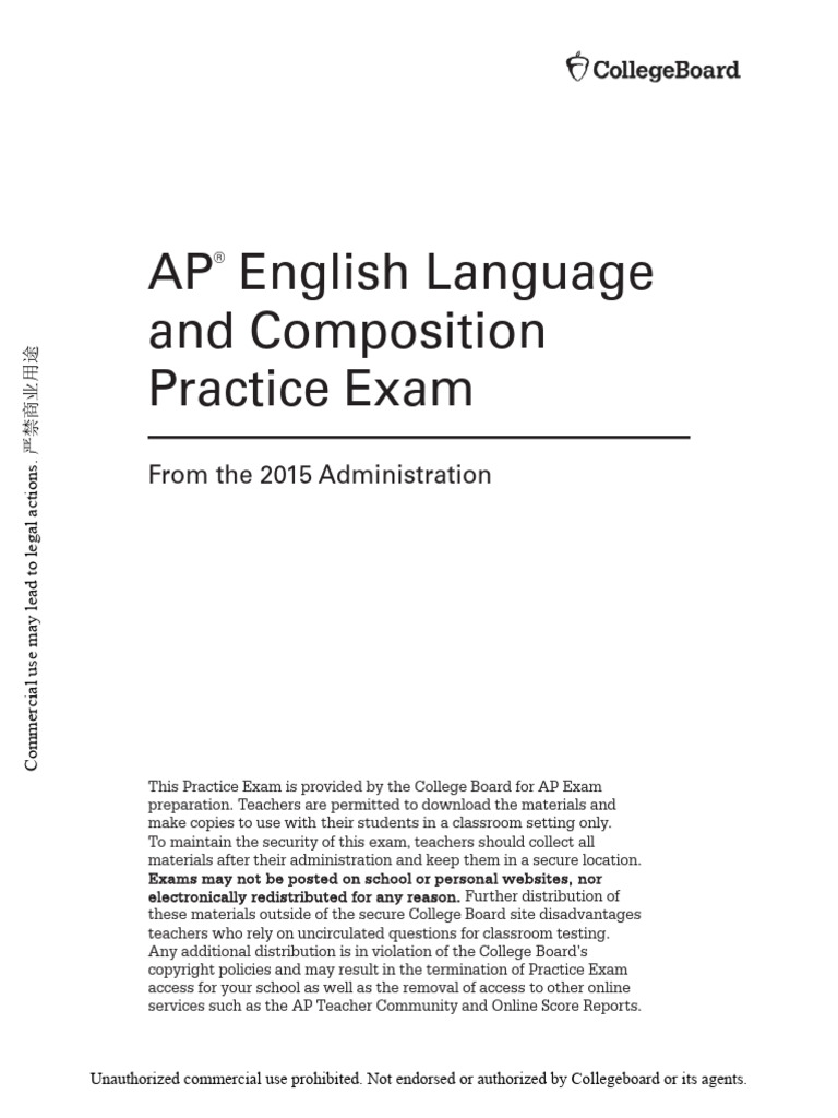 AP English Language Exam Instructions | PDF | Multiple Choice ...