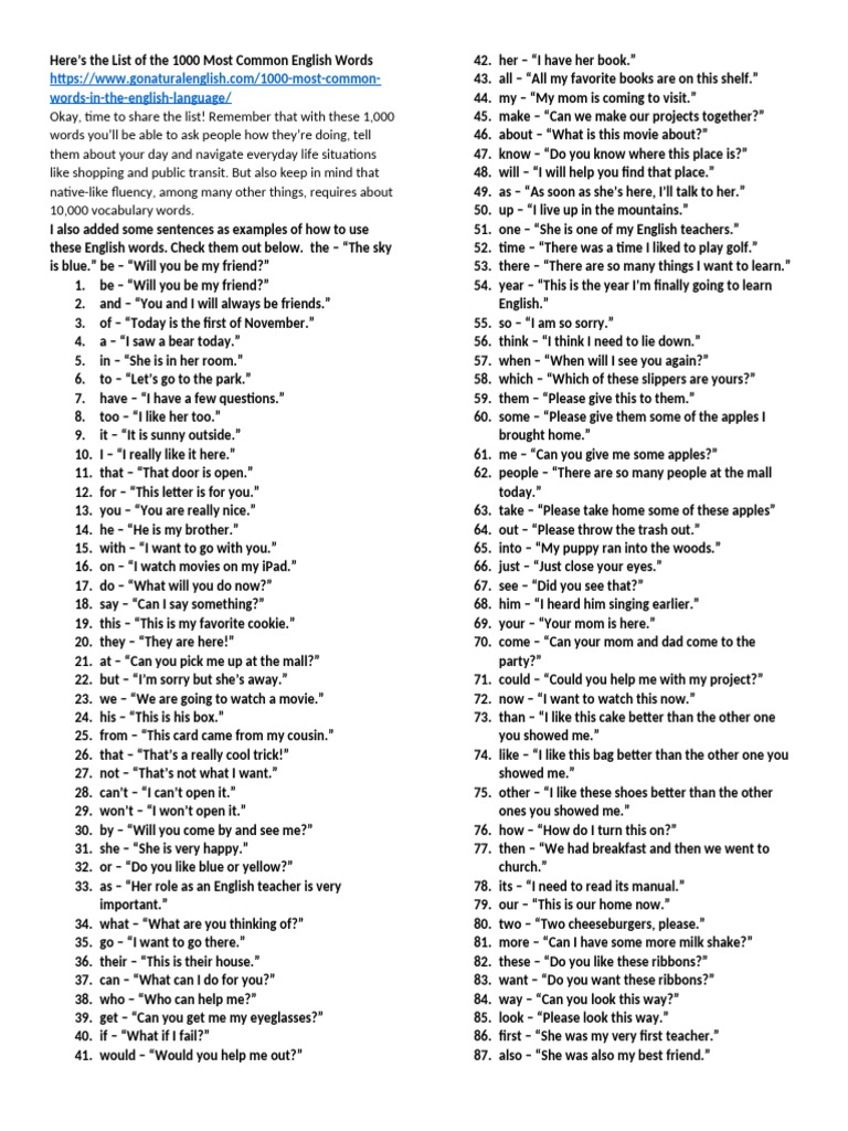 English Words for Beginners | PDF | English Language