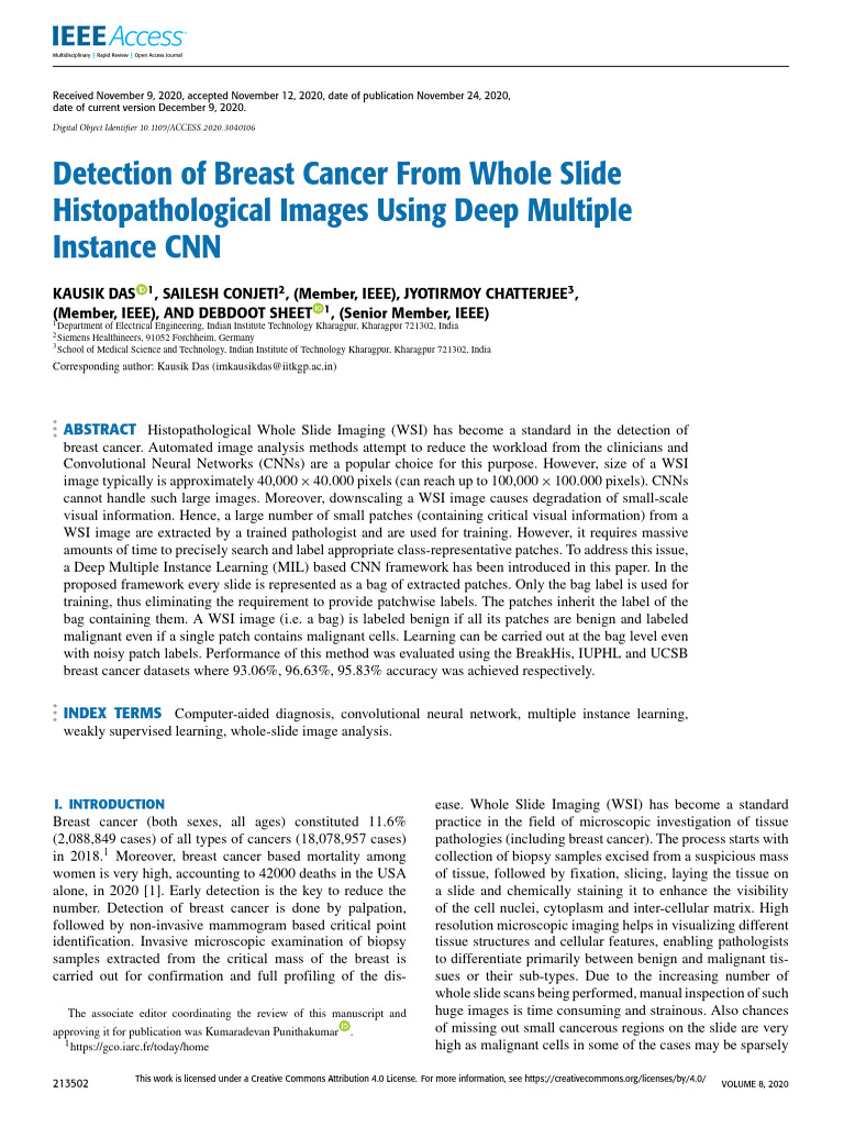 Detection of Breast Cancer From Whole Slide Histopathological Images ...